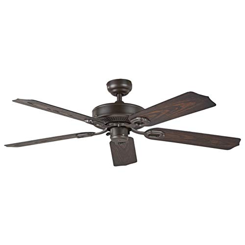 Amazon Basics 52-Inch Indoor Outdoor Ceiling Fan - Five Dark Walnut Blades, Oil Rubbed Bronze Finish