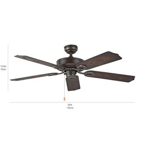 Amazon Basics 52-Inch Indoor Outdoor Ceiling Fan - Five Dark Walnut Blades, Oil Rubbed Bronze Finish