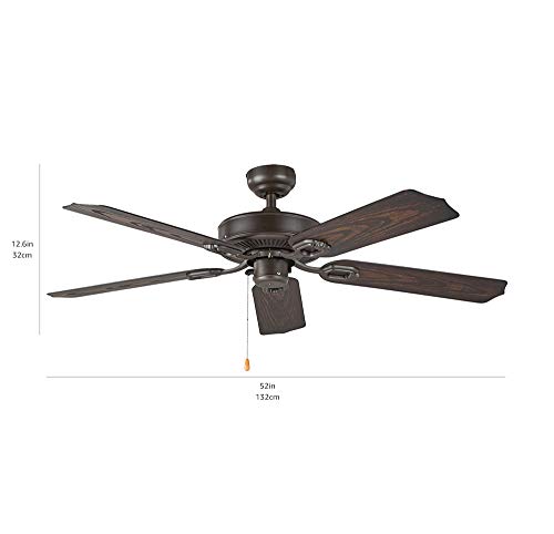 Amazon Basics 52-Inch Indoor Outdoor Ceiling Fan - Five Dark Walnut Blades, Oil Rubbed Bronze Finish