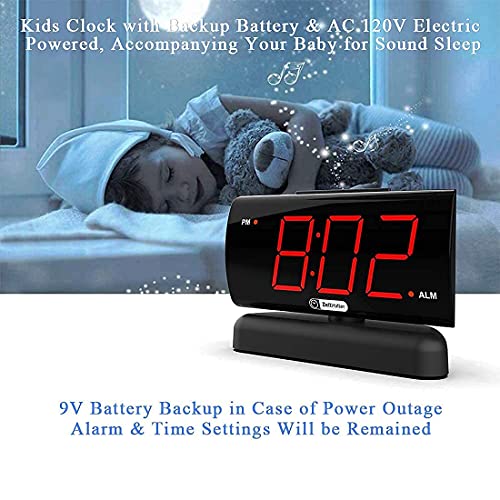 Alarm Clock Big Digits wiht Swivel Base,2 Levels Alarm Sound,2-Level Brightness Digital Clock for Bedrooms,Easy to Read, Bedside Alarm Clock,12H Format, 9 MIN Snooze,Outlet Powered, Battery Backup