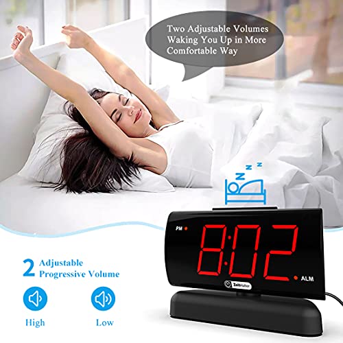 Alarm Clock Big Digits wiht Swivel Base,2 Levels Alarm Sound,2-Level Brightness Digital Clock for Bedrooms,Easy to Read, Bedside Alarm Clock,12H Format, 9 MIN Snooze,Outlet Powered, Battery Backup