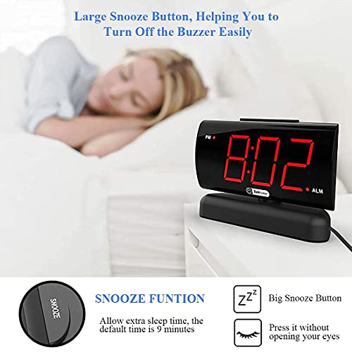 Alarm Clock Big Digits wiht Swivel Base,2 Levels Alarm Sound,2-Level Brightness Digital Clock for Bedrooms,Easy to Read, Bedside Alarm Clock,12H Format, 9 MIN Snooze,Outlet Powered, Battery Backup