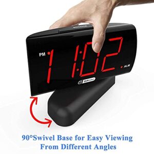 Alarm Clock Big Digits wiht Swivel Base,2 Levels Alarm Sound,2-Level Brightness Digital Clock for Bedrooms,Easy to Read, Bedside Alarm Clock,12H Format, 9 MIN Snooze,Outlet Powered, Battery Backup