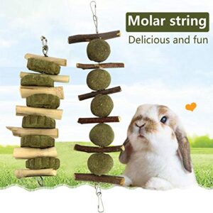 2Pcs/Set Bunny Chew Balls Toys,Rabbits Teeth Care Chewing Playing Toys,Molar Natural Apple Sticks for Rabbits Chinchillas Guinea Pigs Hamsters Improve Dental Health