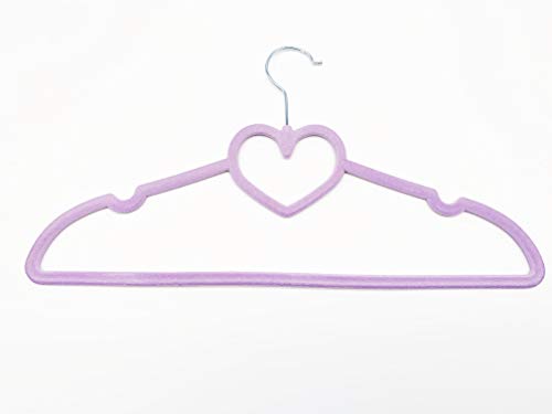 DOTMALL Love Shaped Velvet, Non-Slip Space Saving Suit Hangers,Strong and Duralable Jacket Hangers,Heavy Duty Clothes Hanger Purple- Pack of 10