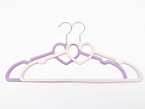 DOTMALL Love Shaped Velvet, Non-Slip Space Saving Suit Hangers,Strong and Duralable Jacket Hangers,Heavy Duty Clothes Hanger Purple- Pack of 10