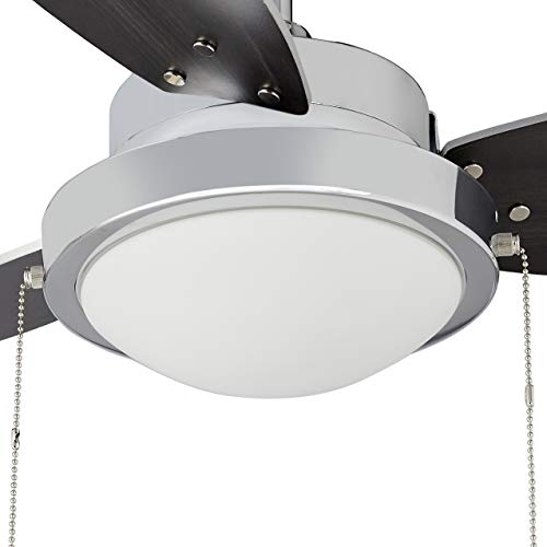 Amazon Basics 30-Inch Ceiling Fan - Includes Integrated Dimmable LED Light Kit - Three Reversible Blades, Chrome Finish