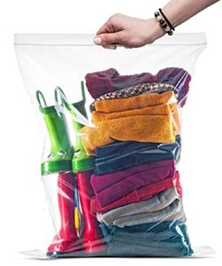 [ 25 count ] extreme thick bags - 18'' x 24'' - extra large super spacious strong clear big bags, zipper, 5 gallon, heavy duty 4 mill, plastic food storage bags for clothing, toys, storage, moving, organization, meat, laundry, perfect resealable brining b