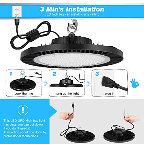 4 Pack UFO LED High Bay Lights - 1000W HID Replacement 28000 LM Warehouse Industrial Lighting 5000K Daylight, Commercial Grade Lighting 200 Watt