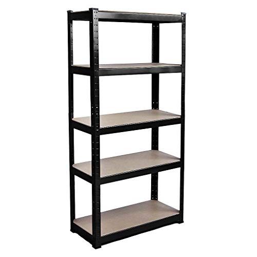 Lucg 180x90x40cm Shelving Shelves Racking Storage Shelf Unit Garage Shed Racking Storage Shelving Units Boltless Metal Shelves 5 Tier 875KG Capacity(175Kg Per Shelf) - Black