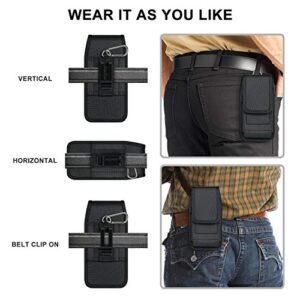 ykooe Belt Clip Holster Case for iPhone 11 12 13 14 Pro Max, XS Max, XR, 8+ Galaxy S22 S20 S21 Fe Plus Ultra A14 A13 Google Pixel 6 7 Pro Nylon Cell Phone Belt Holder for Men, Black