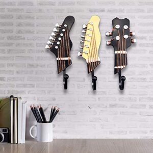 Gifts for Music Lovers, Guitar Music Decor, Music Decorations for Home, Decorative Hooks for Wall Hanging Clothes Coats Towels Keys Hats, Wall Mounted Heavy Duty (3-Pack)