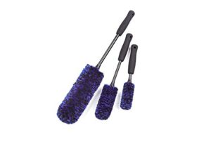 car wheel brush wash kit - soft wool tire brush ultimate car detailing brushes multifunctional tire & wheel tools cleaning brush 3 pack