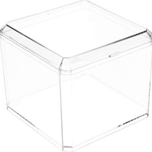 Pioneer Plastics 028C Clear Square Plastic Container, 3.75" W x 3.0625" H