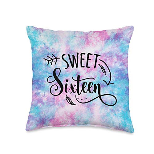 Best Sweet Sixteen Birthday Gifts for Teenagers Sweet Sixteen Birthday Shirt for Teenager Tribal Girls Throw Pillow, 16x16, Multicolor