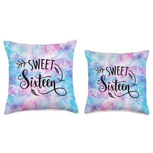 Best Sweet Sixteen Birthday Gifts for Teenagers Sweet Sixteen Birthday Shirt for Teenager Tribal Girls Throw Pillow, 16x16, Multicolor