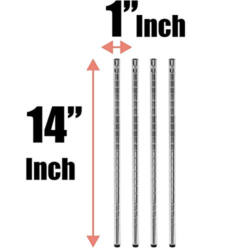 Regal Altair Chrome Wire Shelving Posts | Pack of 4 Posts | NSF Commercial Heavy Duty (Chrome Wire Shelving Posts, 14''H)