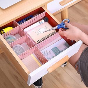 ZOENHOU 60 PCS DIY Drawer Divider Organizers, Pink Drawer Dividers, Adjustable Premium Plastic Organizers for Makeup Drawers Desktop Kitchen Drawer Organizers and Storage, 12.6 x 2.76 Inch