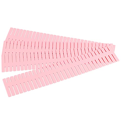 ZOENHOU 60 PCS DIY Drawer Divider Organizers, Pink Drawer Dividers, Adjustable Premium Plastic Organizers for Makeup Drawers Desktop Kitchen Drawer Organizers and Storage, 12.6 x 2.76 Inch