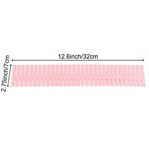 ZOENHOU 60 PCS DIY Drawer Divider Organizers, Pink Drawer Dividers, Adjustable Premium Plastic Organizers for Makeup Drawers Desktop Kitchen Drawer Organizers and Storage, 12.6 x 2.76 Inch