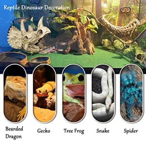 Tfwadmx Bearded Dragon Tank Accessories Resin Dinosaur Triceratops Skull Skeleton Reptiles Hideouts Cave Vines Leaves Aquarium Decorations for Lizards,Chameleon,Snake,Spider,Gecko