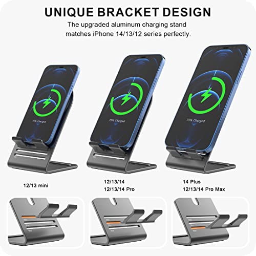 HALLEAST for Magsafe Charger Stand, 2022 Updated Aluminum Alloy Charging Holder Perfectly Compatible with for Apple iPhone 14 Plus/ 14 Pro Max/ 14 Pro/ 14/13 Mini for 14/13/12 Series, Gray