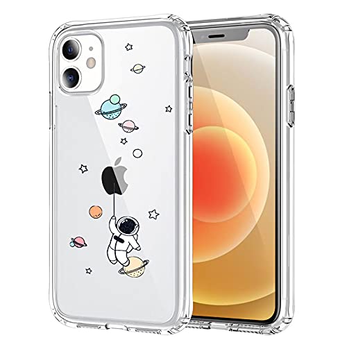 NITITOP Compatible for iPhone 12 / iPhone 12 Pro Case Clear Cute with Astronaut Outer Space Planet Star Creative Pattern,for Girls Boys Soft TPU Shockproof Slim for iPhone 12/12 Pro-Balloon