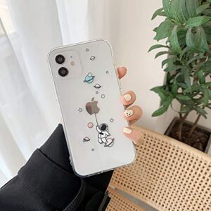 NITITOP Compatible for iPhone 12 / iPhone 12 Pro Case Clear Cute with Astronaut Outer Space Planet Star Creative Pattern,for Girls Boys Soft TPU Shockproof Slim for iPhone 12/12 Pro-Balloon