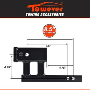 Towever 84125 1.25 to 2 inch Hitch Adapter, 4.25 inch Hitch Rise for Hitch Extender, 350 lbs TW