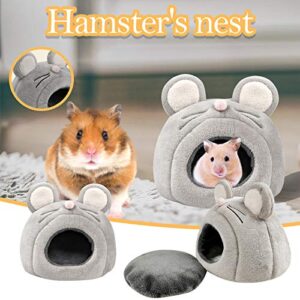 DIOOP Guinea Pig Cave Bed,Pet Hamster Bed House with Removable Pillow Cushion,Hamster Hedgehog Winter Nest Hideout,Small Animals Warm Pet Hut,Rat Shape Dutch Pig Mini Pet House,(Gray Rat)