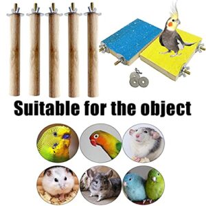 Hamiledyi Bird Perches Natural Wood Parrot Stand Platform Set 7 Pack Wooden Parakeet Paw Grinding Stick Cage Accessories Exercise Toys for Cockatiels Conure Budgies Lovebird Rat Gerbil Hamster Play