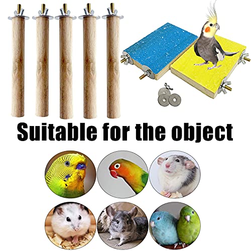 Hamiledyi Bird Perches Natural Wood Parrot Stand Platform Set 7 Pack Wooden Parakeet Paw Grinding Stick Cage Accessories Exercise Toys for Cockatiels Conure Budgies Lovebird Rat Gerbil Hamster Play