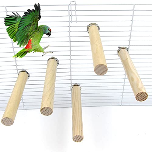 Hamiledyi Bird Perches Natural Wood Parrot Stand Platform Set 7 Pack Wooden Parakeet Paw Grinding Stick Cage Accessories Exercise Toys for Cockatiels Conure Budgies Lovebird Rat Gerbil Hamster Play