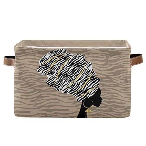 ALAZA Foldable Storage Bins, African Woman with Zebra Print HairStorage Boxes Closet Shelf Organizer for Bedroom Nursery Closet Toys Books