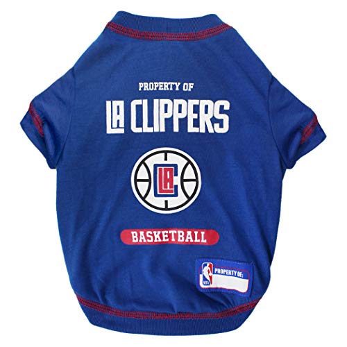 Pets First Cute Dog T-Shirt, Medium - NBA Los Angeles Clippers Dog & Cat Shirt with Basketbal Team Logo. A Comfortable & Fashionable Yet Durable Pet Outfit, Blue (LAC-4014-MD)