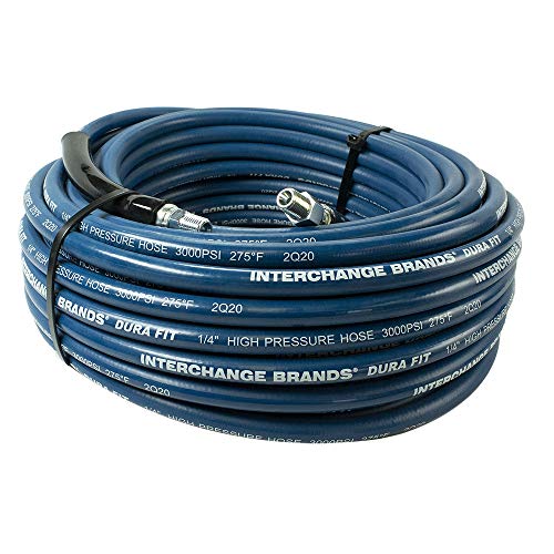 Interchange Brands 9815-100 1/4" X 100' 3000 PSI 1/4" MPT Blue Carpet Cleaning Solution Hose