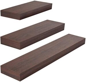 kiera grace kieragrace kg maine floating shelves-dark walnut, 12", 16", 24", set of 3 wall organization