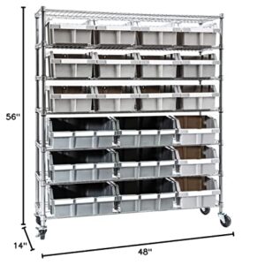 Seville Classics Heavy Duty NSF Bin Rack Solid Steel Wire Shelving Storage Unit, Patented Organizer for Garage, Warehouse, Office, Restaurant, Classroom, Kitchen, Gray, Includes 21 Bins