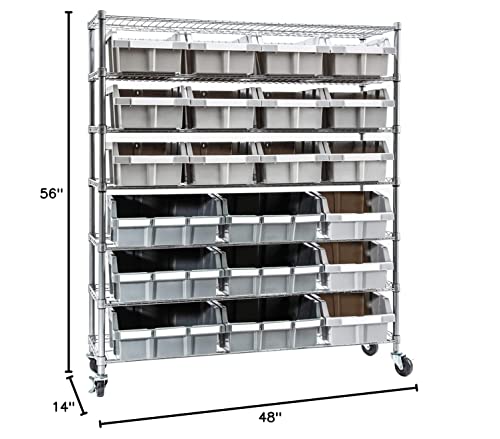 Seville Classics Heavy Duty NSF Bin Rack Solid Steel Wire Shelving Storage Unit, Patented Organizer for Garage, Warehouse, Office, Restaurant, Classroom, Kitchen, Gray, Includes 21 Bins