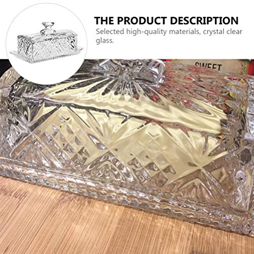 HEMOTON Glass Butter Dish with Lid Handle 2-Piece Design Butter Keeper Covers Crystal Covered Butter Dish Butter Container Dishwasher Safe Food Cake Dessert Fruit