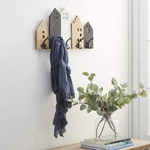 deco 79 wood 5 hangers wall hook, 22" x 3" x 12", multi colored