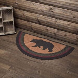 vhc brands wyatt stenciled bear jute rug half circle w/pad 16.5x33