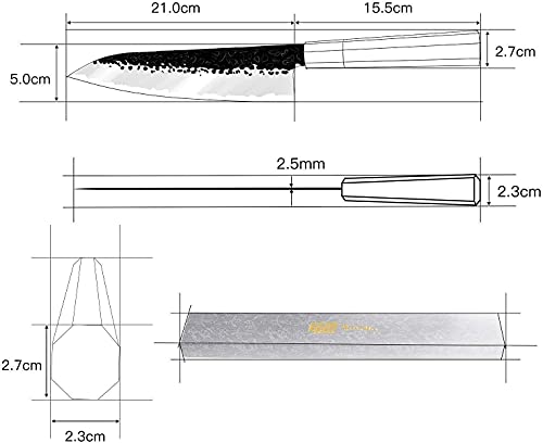 FINDKING Dynasty Series 8'' Clad Steel Chef knife and Magnetic Walnut Knife Edge Guard