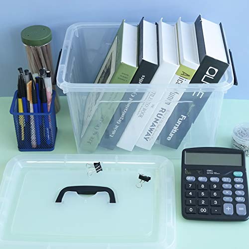 Nicesh 1-Pack Plastic Storage Box, Clear Latch Box with Handle and Lid, 10 L