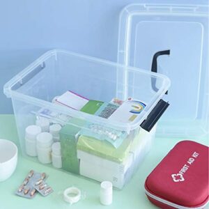 Nicesh 1-Pack Plastic Storage Box, Clear Latch Box with Handle and Lid, 10 L