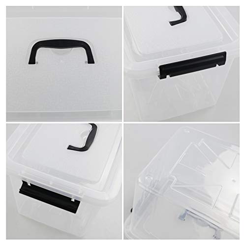 Nicesh 1-Pack Plastic Storage Box, Clear Latch Box with Handle and Lid, 10 L