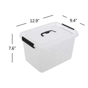 Nicesh 1-Pack Plastic Storage Box, Clear Latch Box with Handle and Lid, 10 L