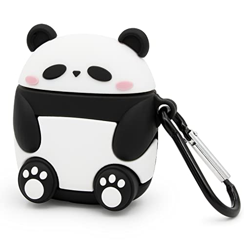 YONOCOSTA Cute Airpods Case, Airpods 2 Case, Panda 3D Animals Funny Cartoon Full Protection Shockproof Soft PVC Charging Case Cover with Keychain for Girls Boys Women Children