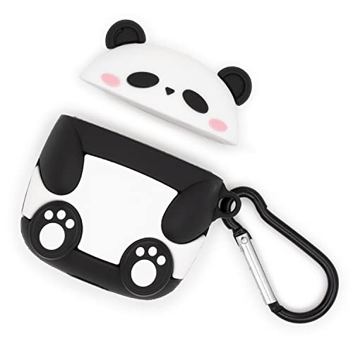 YONOCOSTA Cute Airpods Case, Airpods 2 Case, Panda 3D Animals Funny Cartoon Full Protection Shockproof Soft PVC Charging Case Cover with Keychain for Girls Boys Women Children