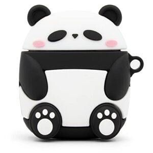 YONOCOSTA Cute Airpods Case, Airpods 2 Case, Panda 3D Animals Funny Cartoon Full Protection Shockproof Soft PVC Charging Case Cover with Keychain for Girls Boys Women Children